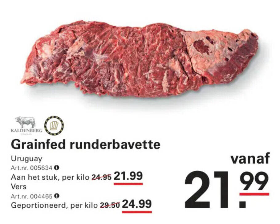 Kaldenberg Grainfed runderbavette 1 kg aanbieding bij Sligro