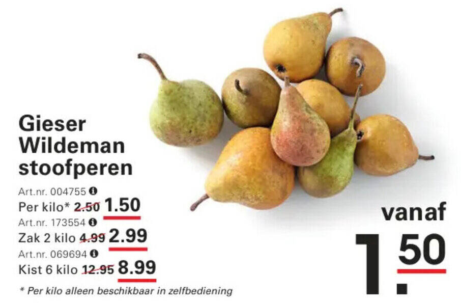 Gieser Wildeman stoofperen 1 kg aanbieding bij Sligro