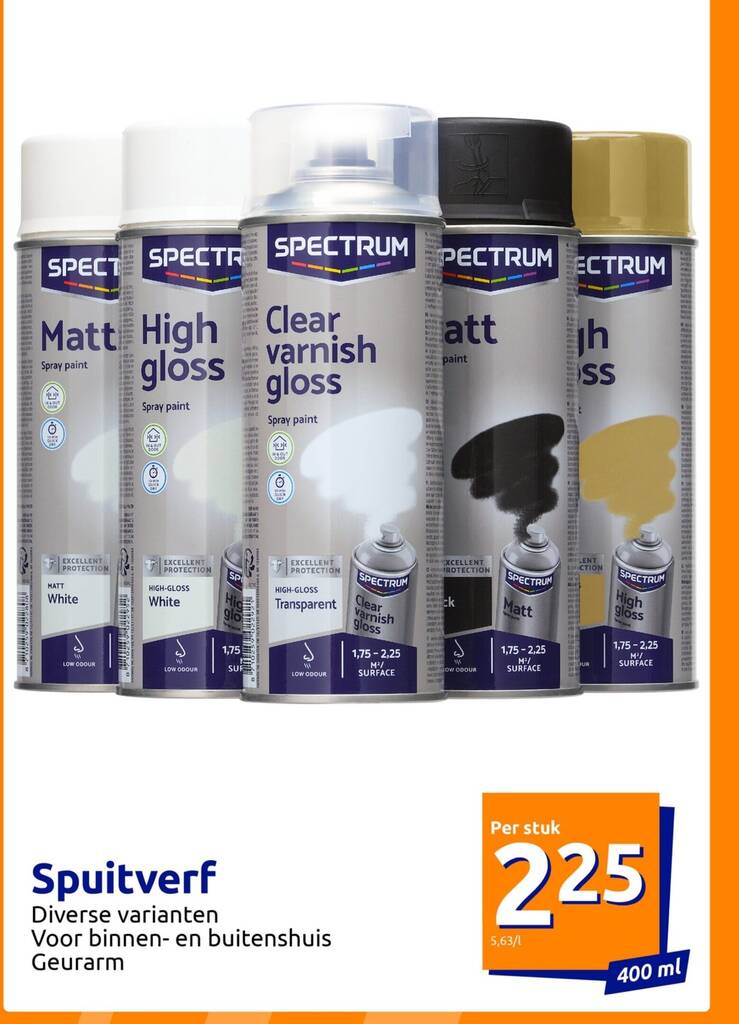Spuitverf 400 ml aanbieding bij Action Geldig t/m 05-11-2024