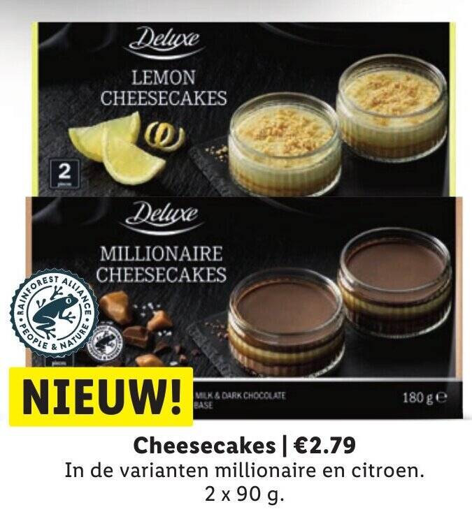 Cheesecakes 90 g aanbieding bij Lidl Geldig van 31-10-2024