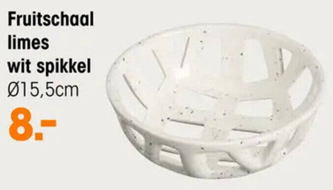 Fruitschaal limes wit spikkel 15,5 cm aanbieding bij Kwantum