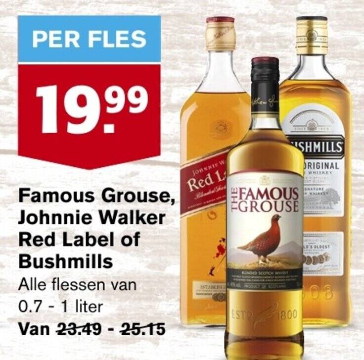 Famous Grouse, Johnnie Walker Red Label of Bushmills 0.7 - 1 L ...