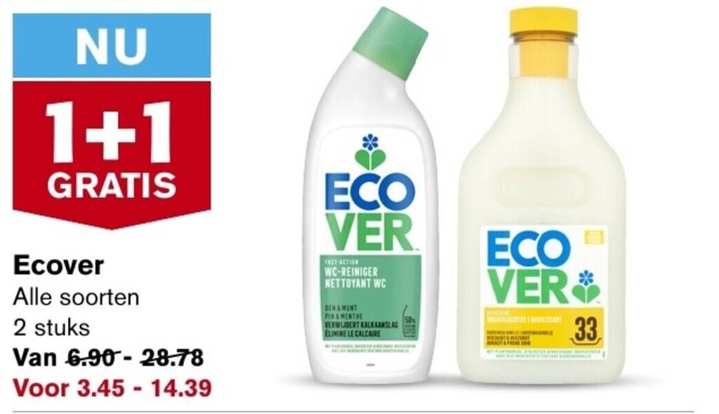Ecover 1+1 gratis aanbieding bij Hoogvliet