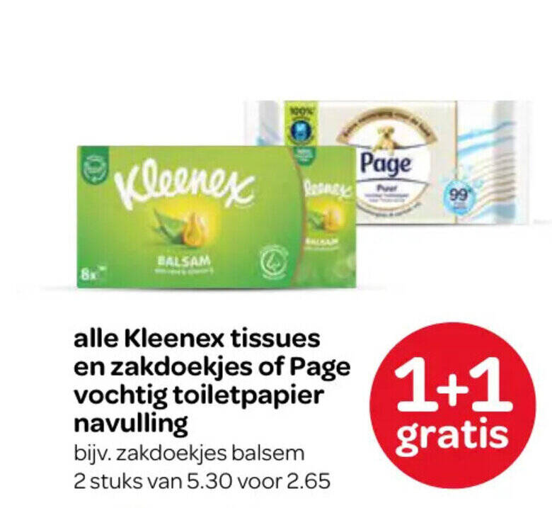 alle Kleenex tissues en zakdoekjes of Page vochtig toiletpapier ...