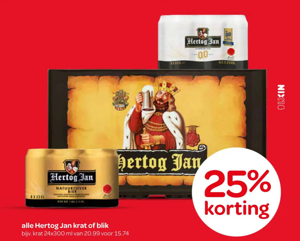 alle Hertog Jan krat of blik 24x300 ml aanbieding bij Spar