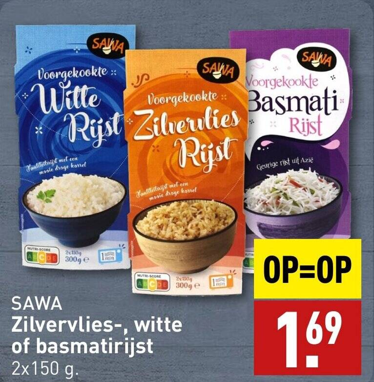 SAWA Zilvervlies, witte of basmatirijst 150 g aanbieding bij ALDI