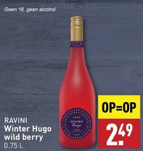 Ravini winter hugo wild berry 0,75 l aanbieding bij ALDI