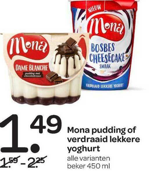 Mona Pudding Of Verdraaid Lekker Yoghurt aanbieding bij Spar