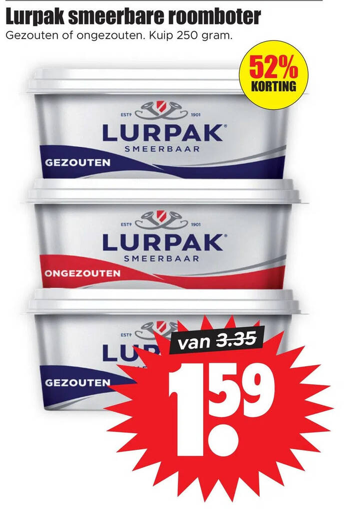 Lurpak smeerbare roomboter aanbieding bij Dirk Lurpak smeerbare roomboter aanbieding bij Dirk