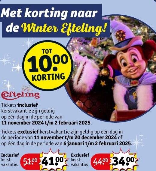 Efteling Tickets inclusief kerstvakantie aanbieding bij Kruidvat