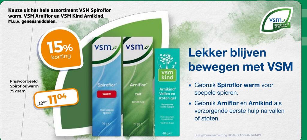 Keuze uit het hele assortiment VSM Spiroflor warm, VSM Arniflor en VSM ...