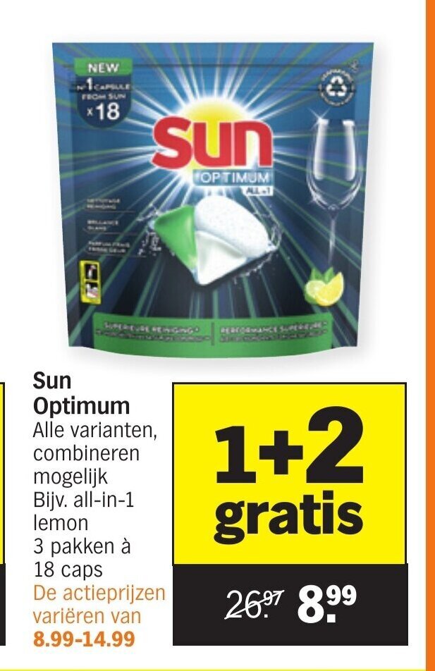Sun Optimum 1+2 gratis aanbieding bij Albert Heijn