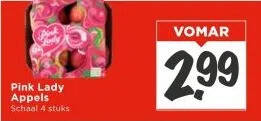 Pink Lady Appels Schaal 4 stuks aanbieding bij Vomar Voordeelmarkt