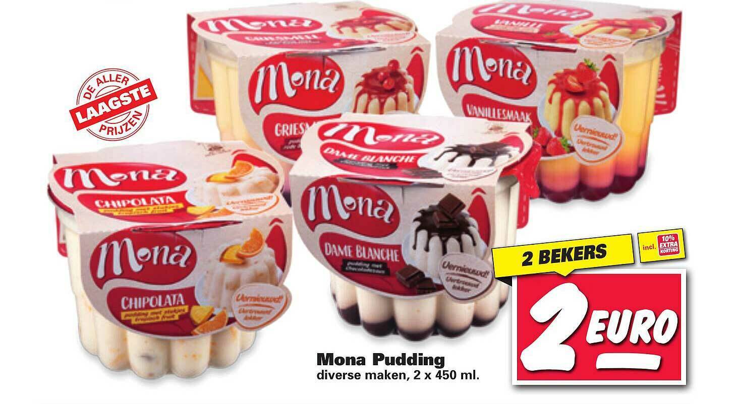 Mona pudding 2x450 ml aanbieding bij Nettorama