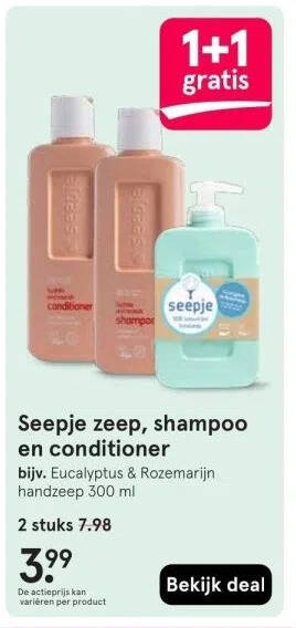 Seepje zeep, shampoo en conditioner aanbieding bij Etos