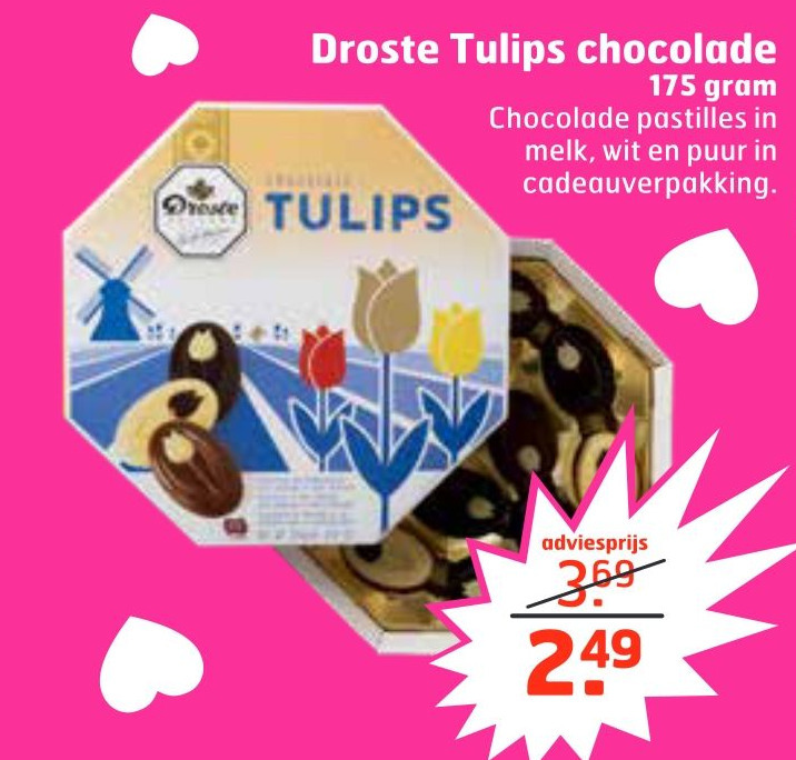 Droste tulips chocolade 175 gram aanbieding bij Trekpleister