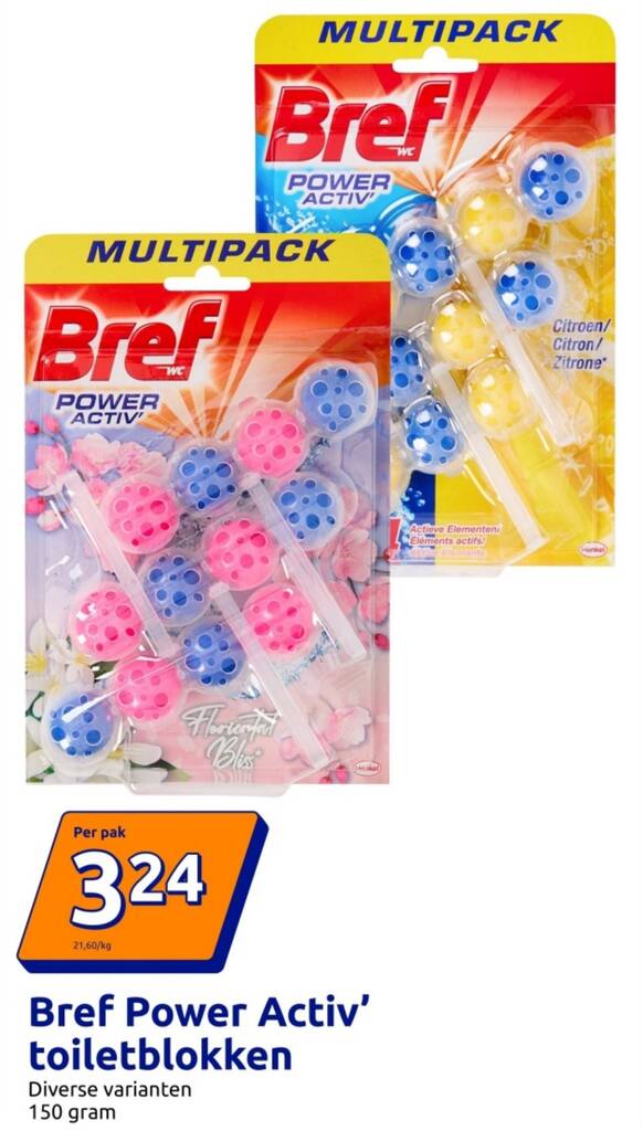 Bref Power Activ' toiletblokken 150 gram aanbieding bij Action Geldig t ...