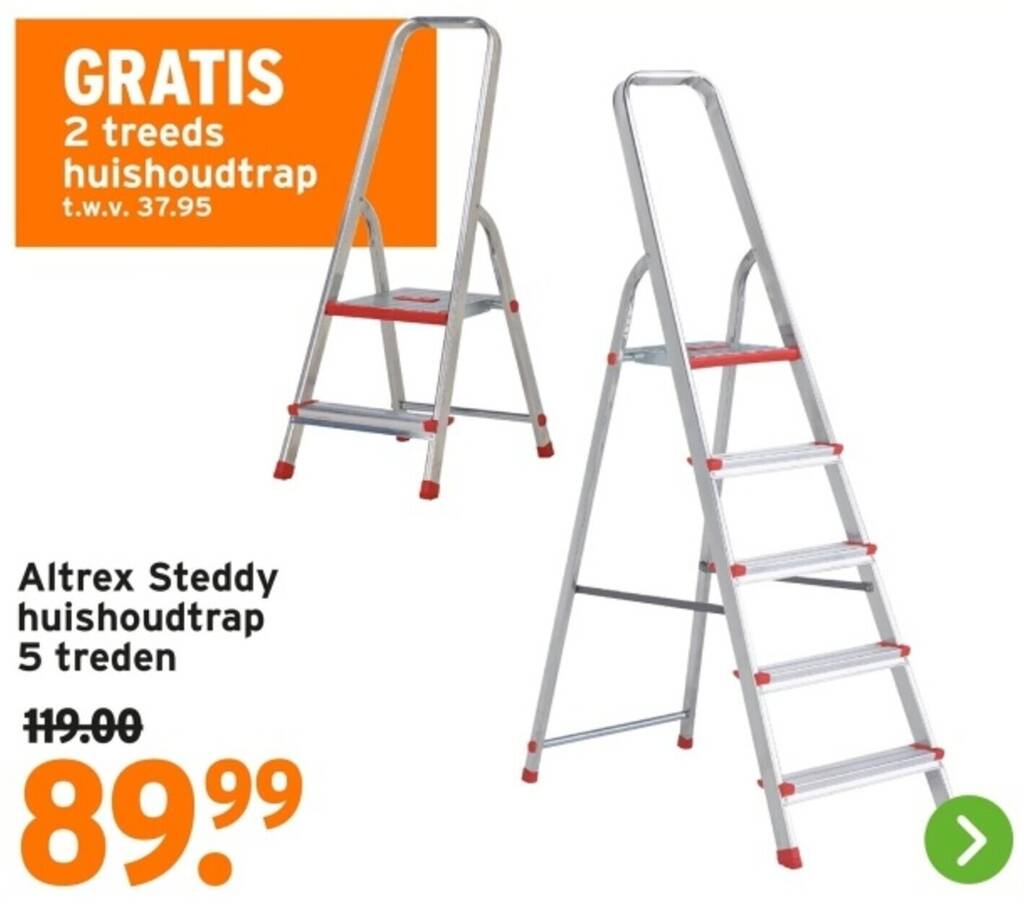 Altrex Steddy huishoudtrap 5 treden aanbieding bij GAMMA Geldig van 15-11-2024