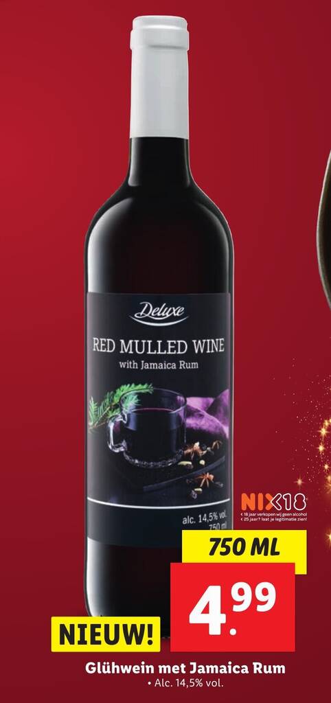 Glühwein met Jamaica Rum 750 ml aanbieding bij Lidl