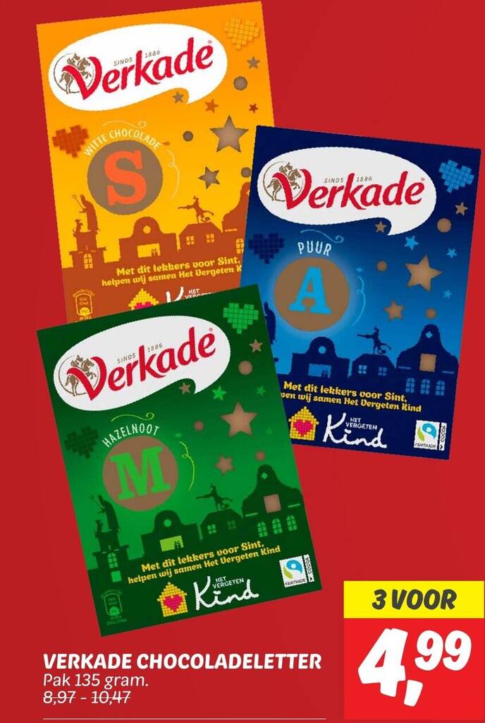 Verkade chocoladeletter 135 g aanbieding bij Dekamarkt