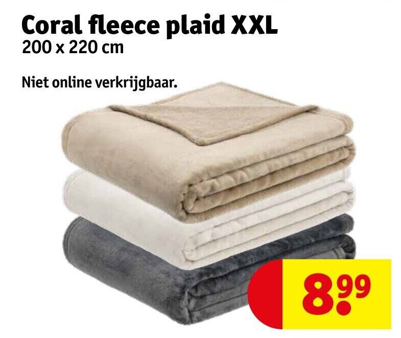 Coral fleece plaid XXL 200 x 220 cm aanbieding bij Kruidvat