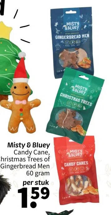 Misty & Bluey Candy Cane, Christmas Trees of Gingerbread Men aanbieding ...