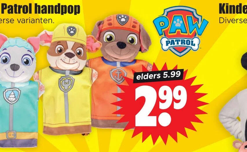 Paw Patrol handpop aanbieding bij Dirk
