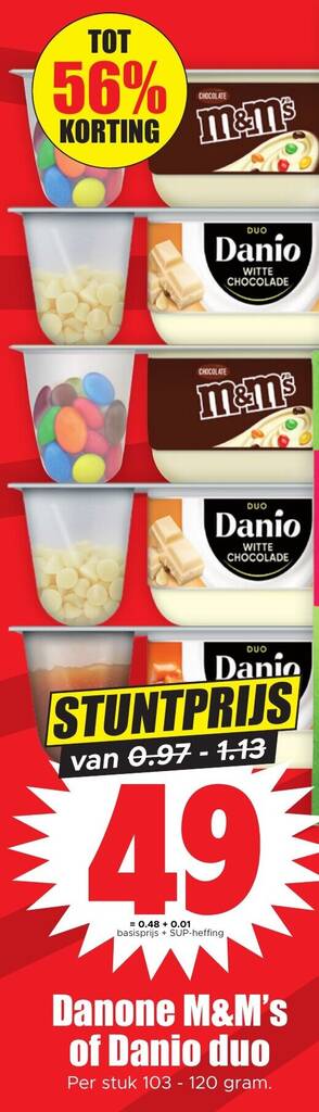 Danone M&M'S of Danio duo aanbieding bij Dirk