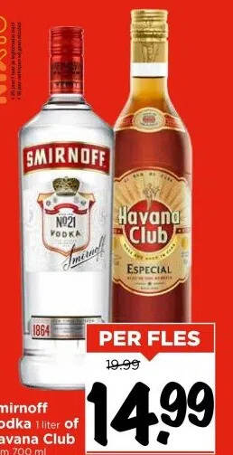 Smirnoff Vodka 1 liter of Havana Club Rum 700 ml aanbieding bij Vomar ...