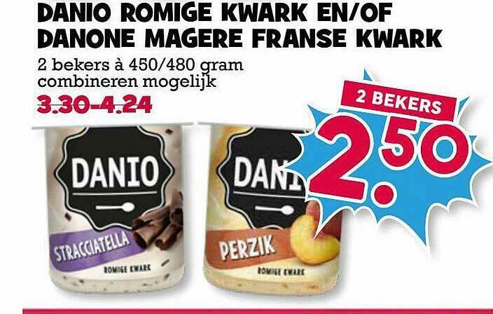 Danio Romige Kwark En-Of Danone Magere Franse Kwark aanbieding bij Boon ...