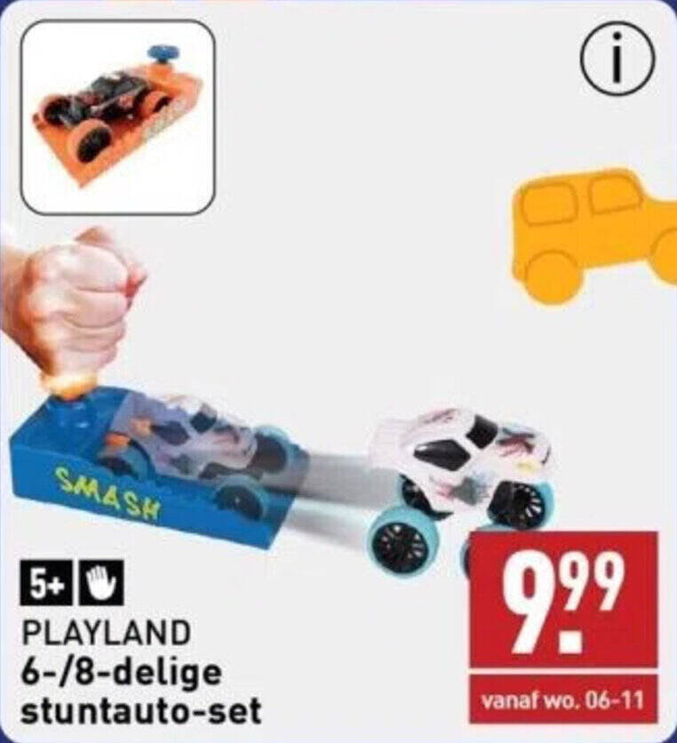 PLAYLAND 6-/8-delige stuntauto-set aanbieding bij ALDI