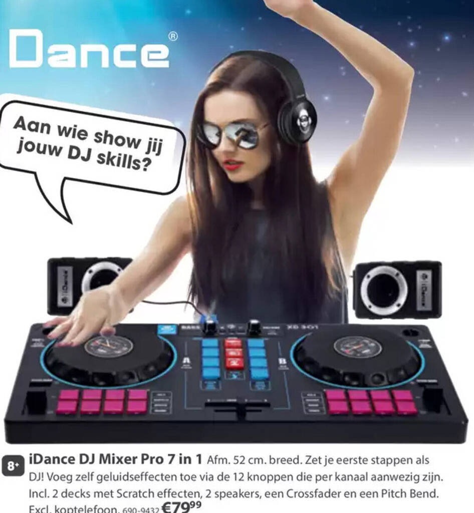 iDance DJ Mixer Pro 7 in 1 52 cm aanbieding bij Top1Toys