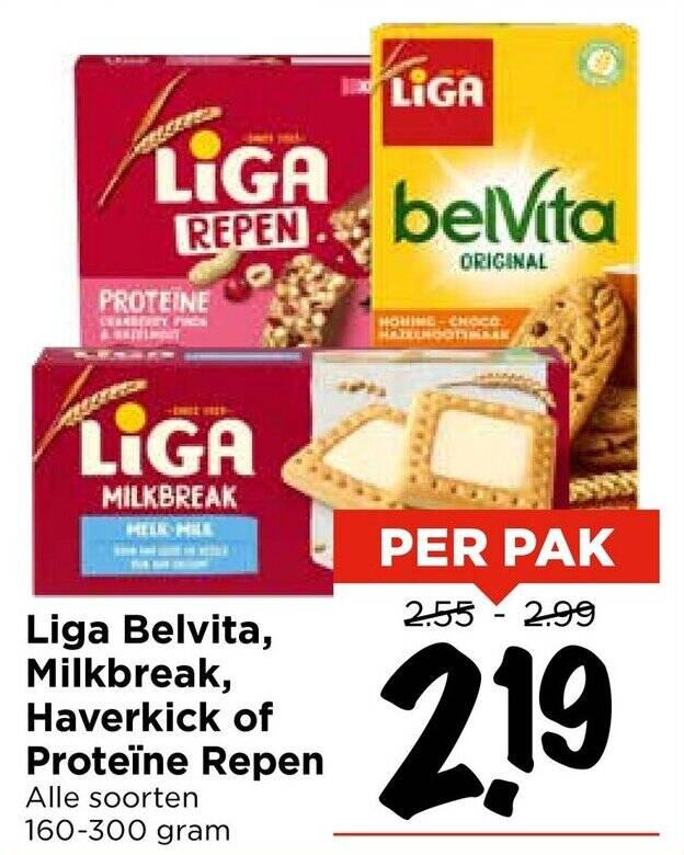 Liga Belvita, Milkbreak, Haverkick of Proteïne Repen 160-300 g ...