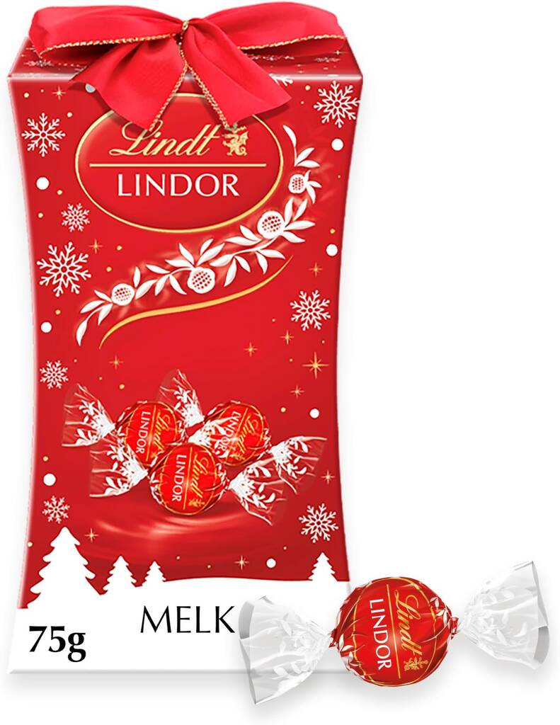 Lindt LINDOR Kerstcadeau Pillar Melkchocolade bonbons 75 gram ...