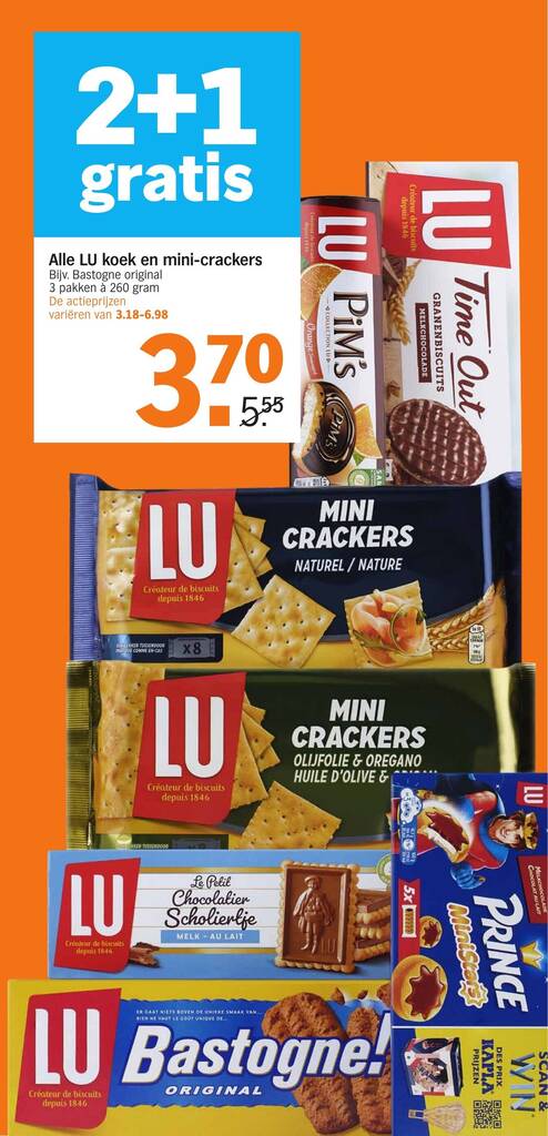 Alle LU koek en mini-crackers 260 gram 2+1 Gratis aanbieding bij Albert ...