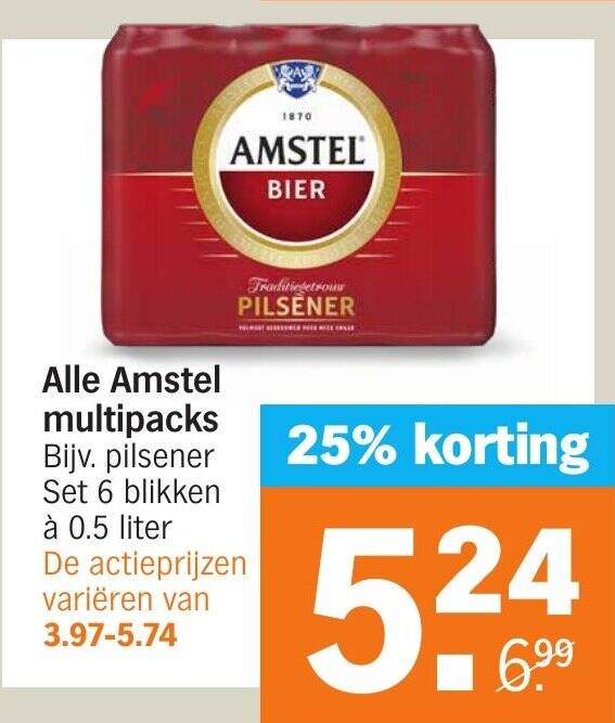 Alle Amstel multipacks 0.5 liter aanbieding bij Albert Heijn
