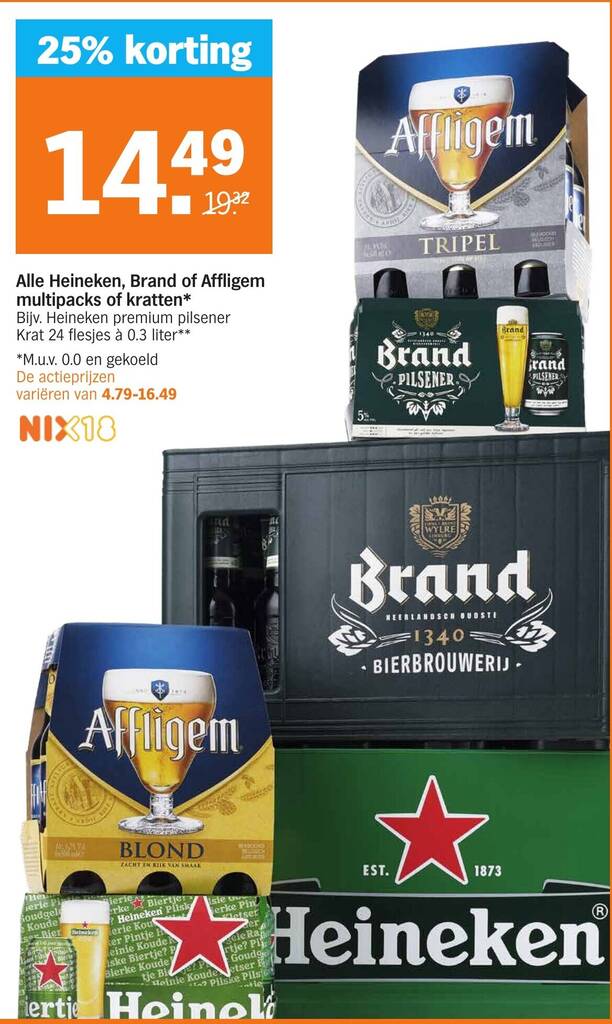 Alle Heineken, Brand of Affligem multipacks of kratten 0.3 liter ...