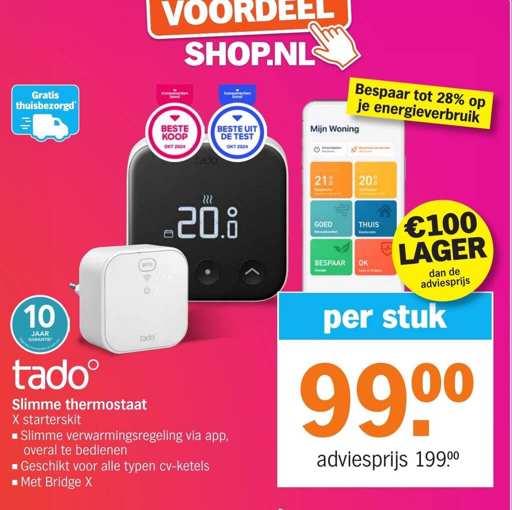 Tado Slimme Thermostaat X Starterskit aanbieding bij Albert Heijn