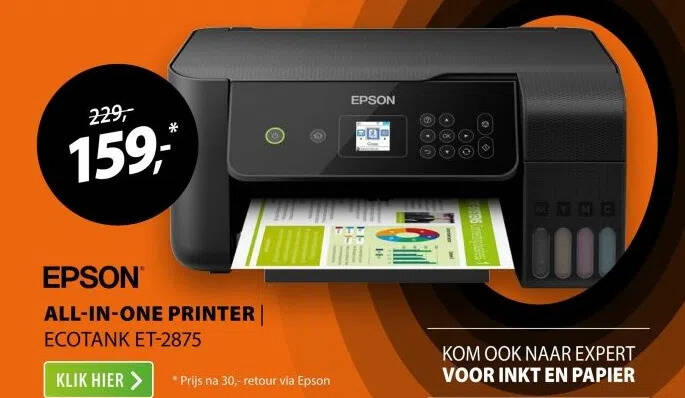 EPSON ALL-IN-ONE PRINTER ECOTANK ET-2875 aanbieding bij Expert