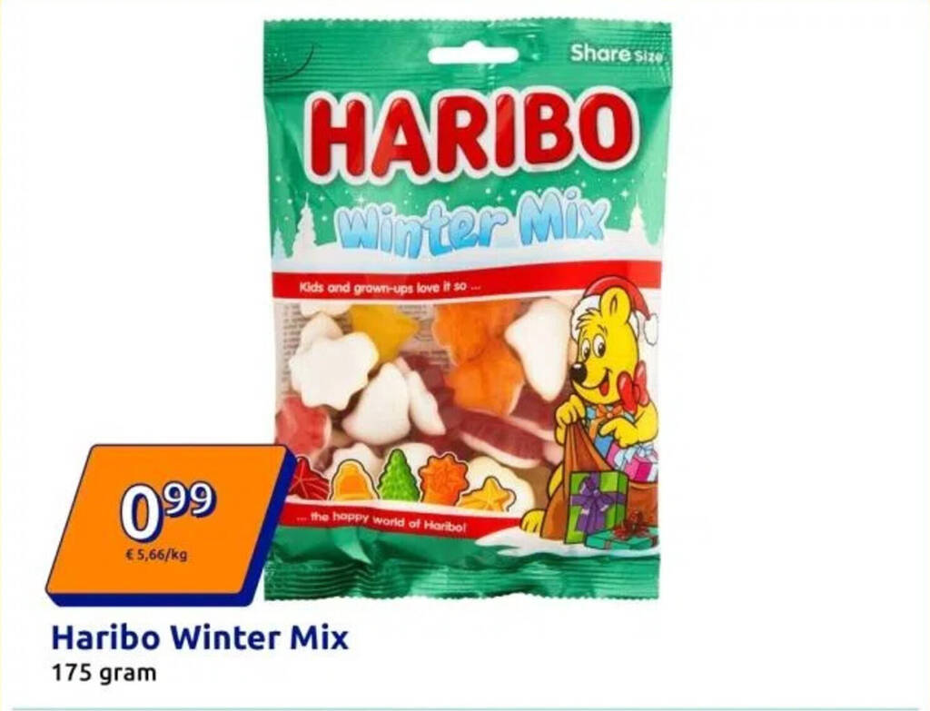 Haribo Winter Mix 175 g aanbieding bij Action