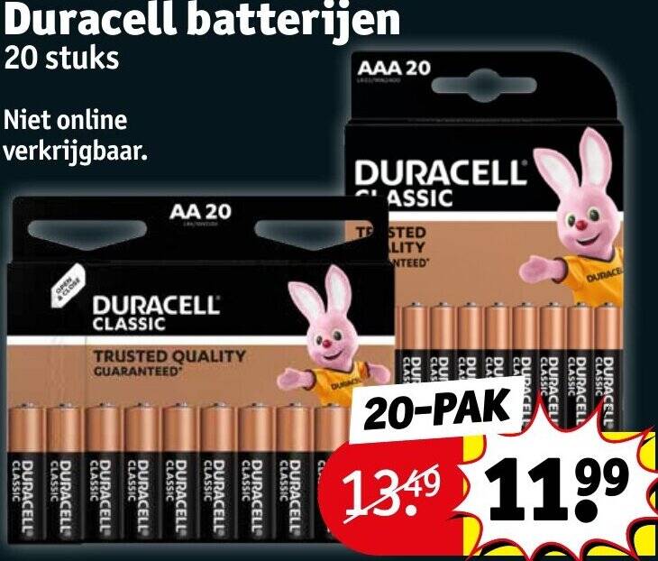Duracell batterijen 20 stuks aanbieding bij Kruidvat