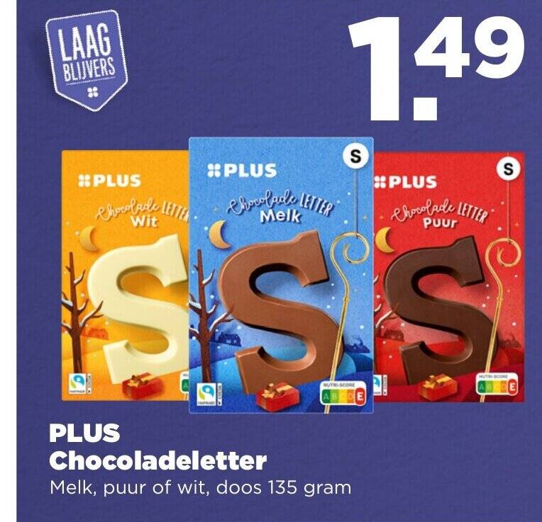 Chocoladeletter 135 g aanbieding bij PLUS