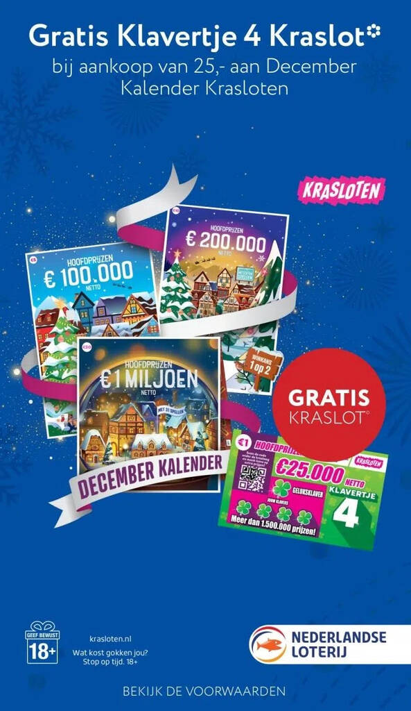 Gratis Klavertje 4 Kraslot* bij aankoop van 25,- aan December Kalender ...