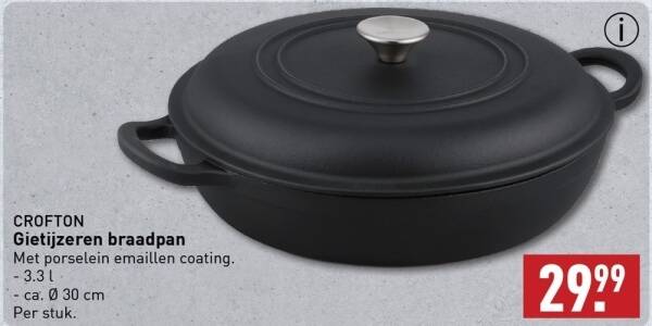 Crofton gietijzeren braadpan 3.3 l aanbieding bij ALDI