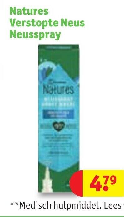 Natures verstopte neus neusspray aanbieding bij Kruidvat