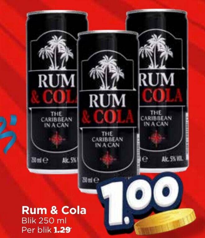 Rum & cola 250 ml aanbieding bij Vomar Voordeelmarkt