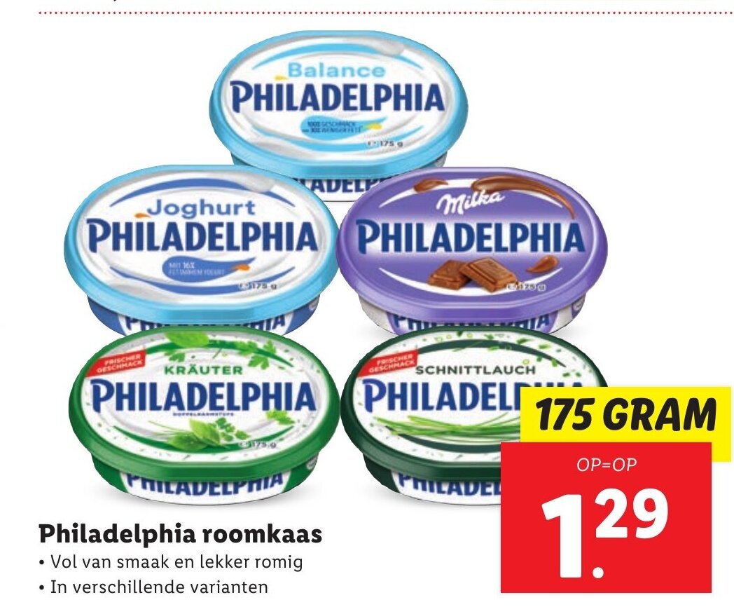 Philadelphia roomkaas 175g aanbieding bij Lidl