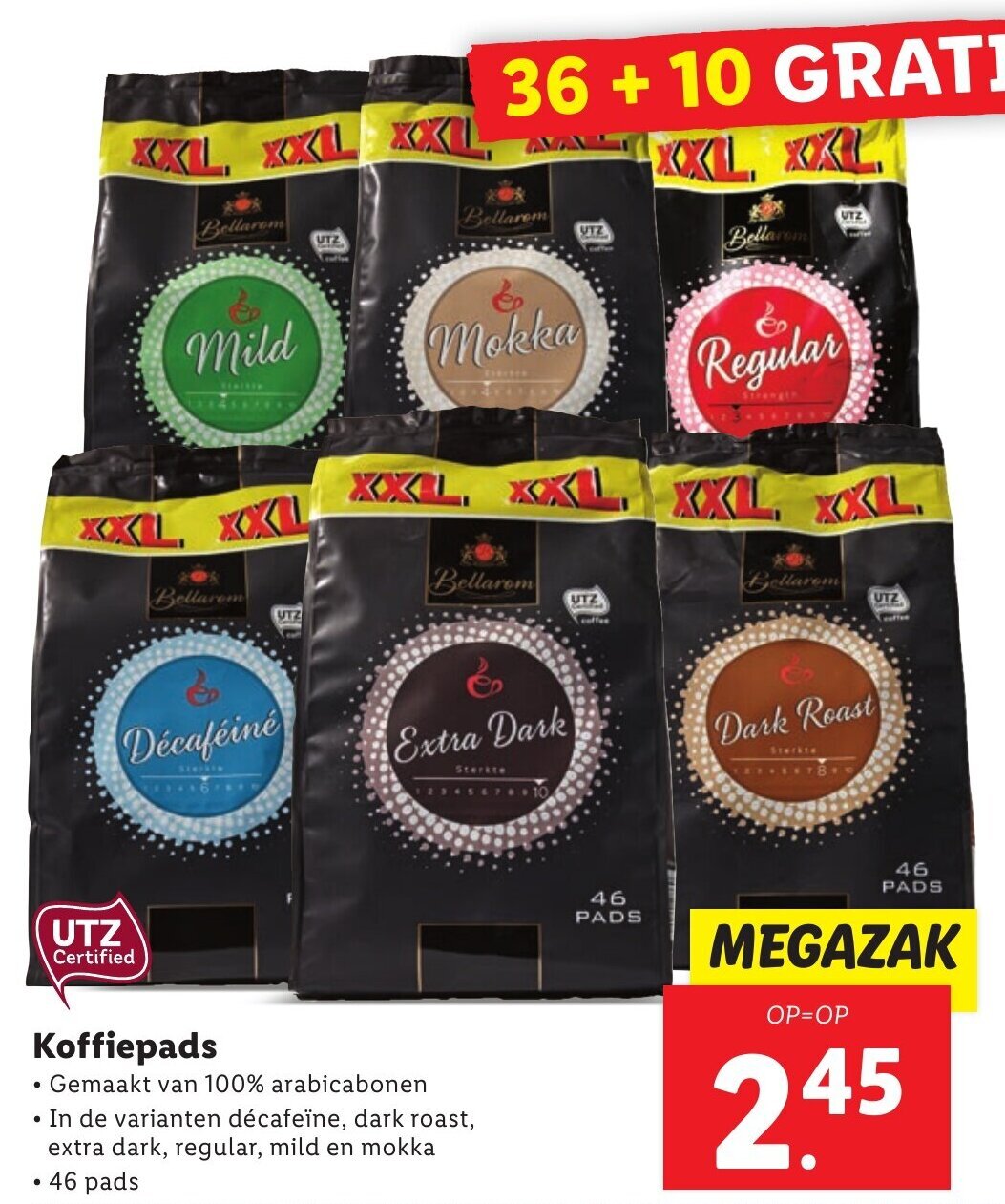 Bellarom Koffiepads 46st aanbieding bij Lidl