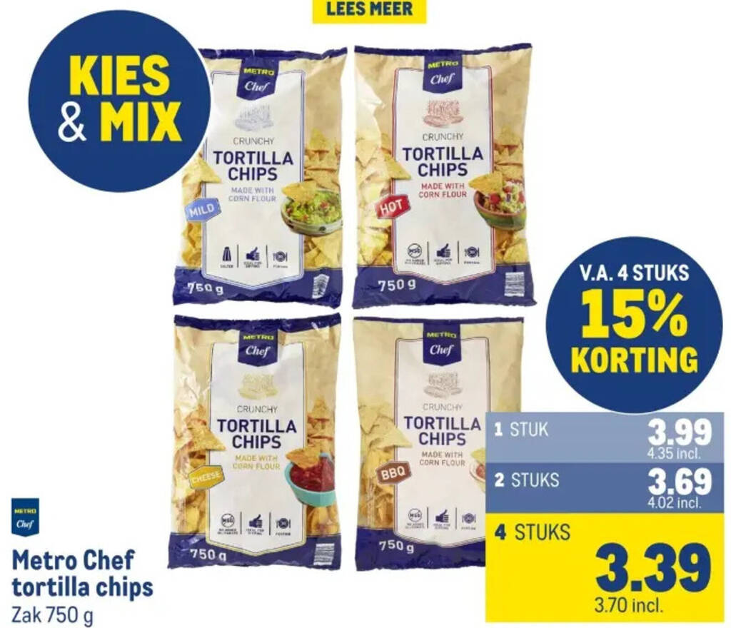 Metro Chef tortilla chips 750 g aanbieding bij Makro