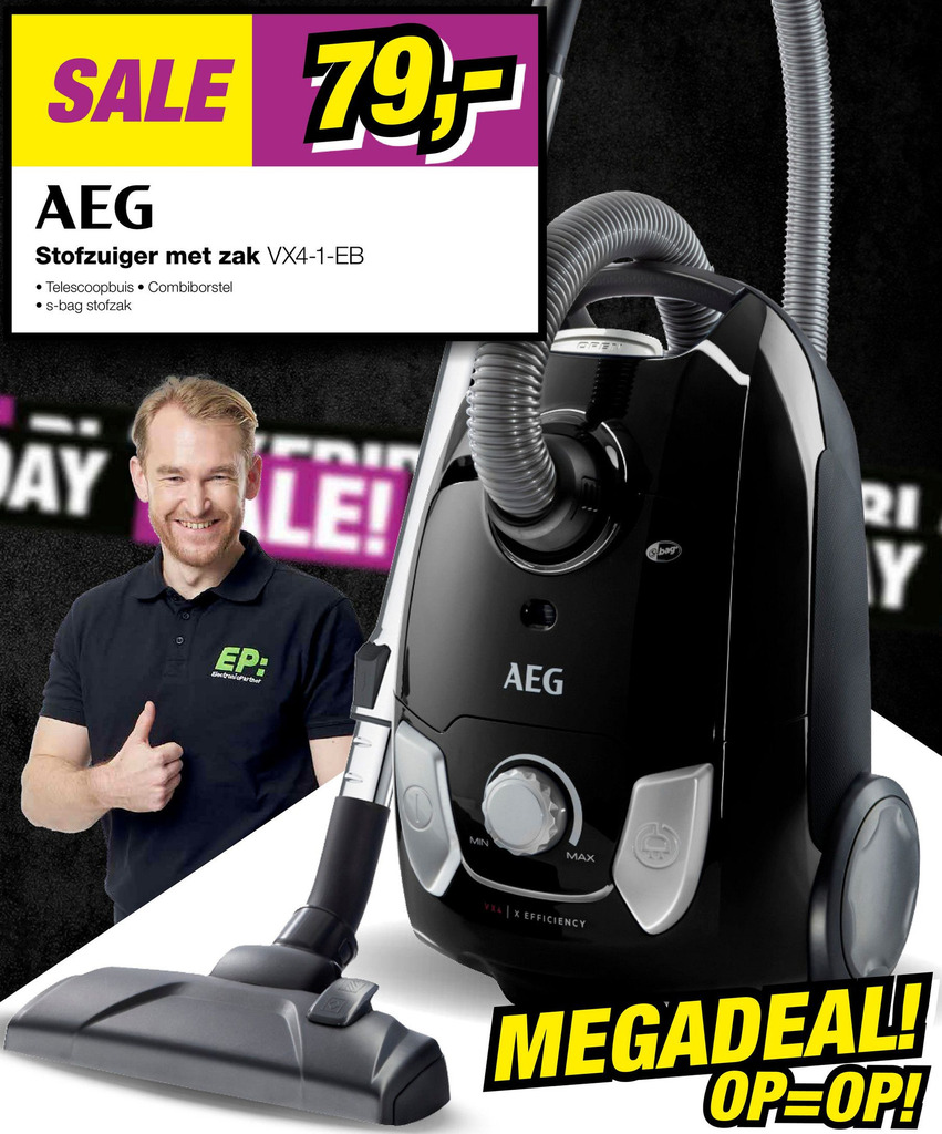 AEG VX4-1-EB stofzuiger met zak aanbieding bij EP